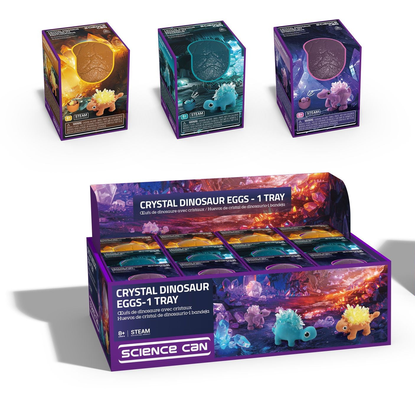 CRYSTAL DINOSAUR EGGS - DISPLAY (12 PCS.)